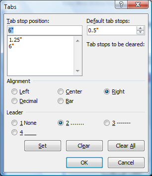MS Word Tip of the Month for June 2016 - Tab Leaders